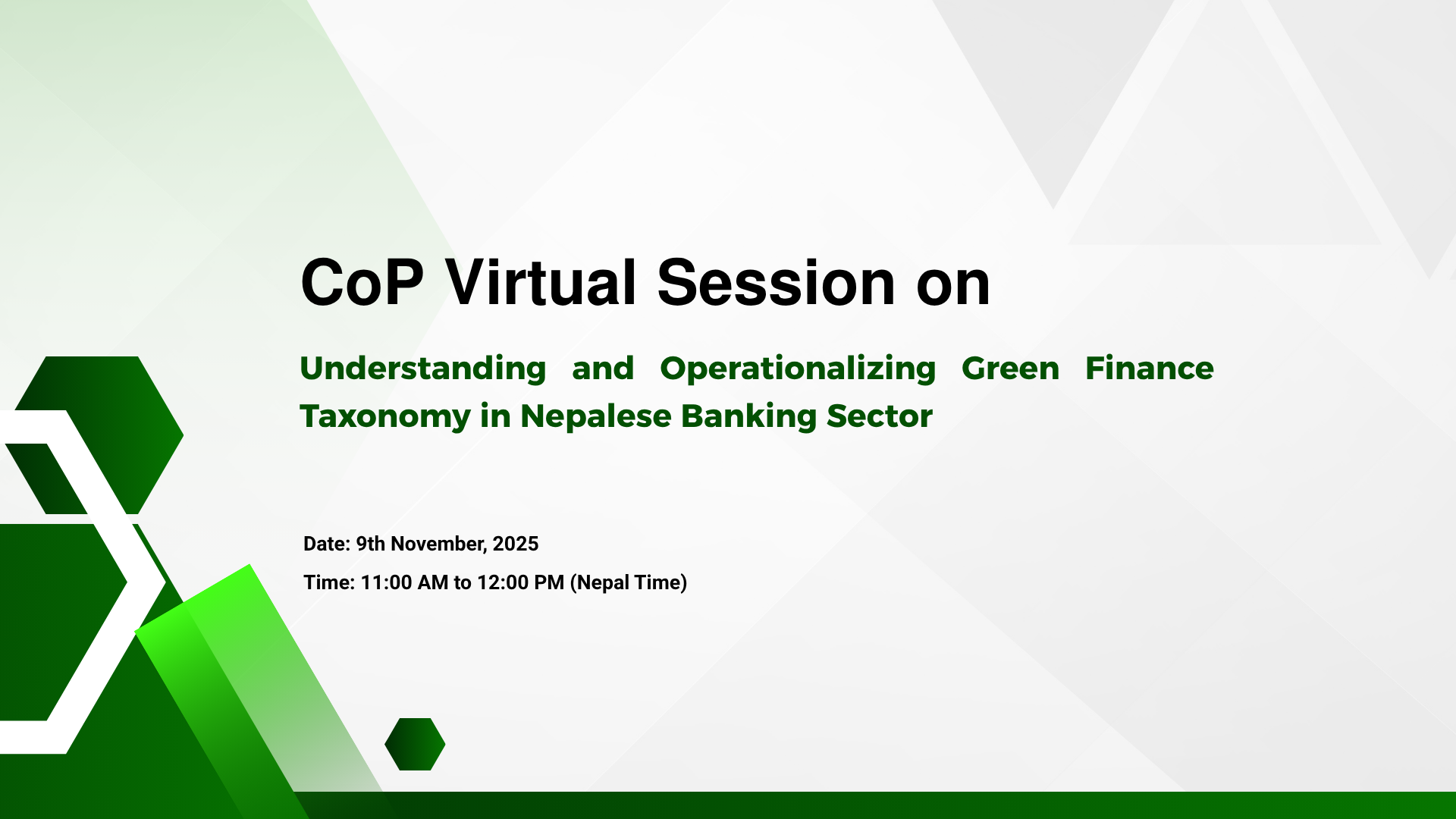 CoP Virtual Session on “Understanding and Operationalizing Green ...